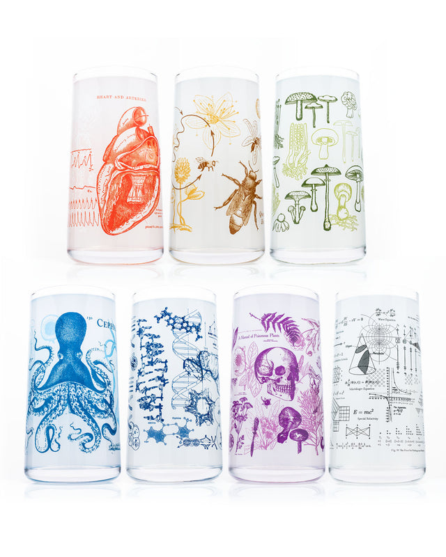 Vintage Science Drinking Glasses Set of 7 | Cognitive Surplus