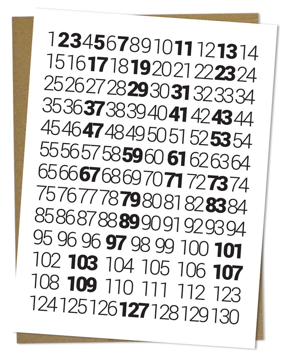 Prime Numbers Greeting Card – Cognitive Surplus